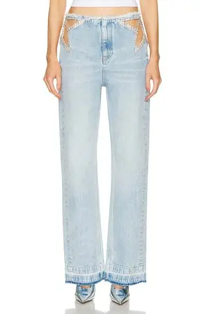 Stella Mccartney Crystal Star Straight Leg In Blue In Vintage